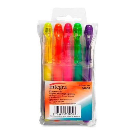 Integra Integra Liquid Highlighter, Chisel Tip, Assorted Ink, 5/Set 30000 | Zoro